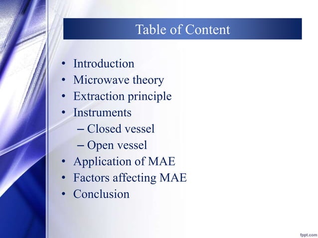 Microwave Assisted Extraction | PPTX