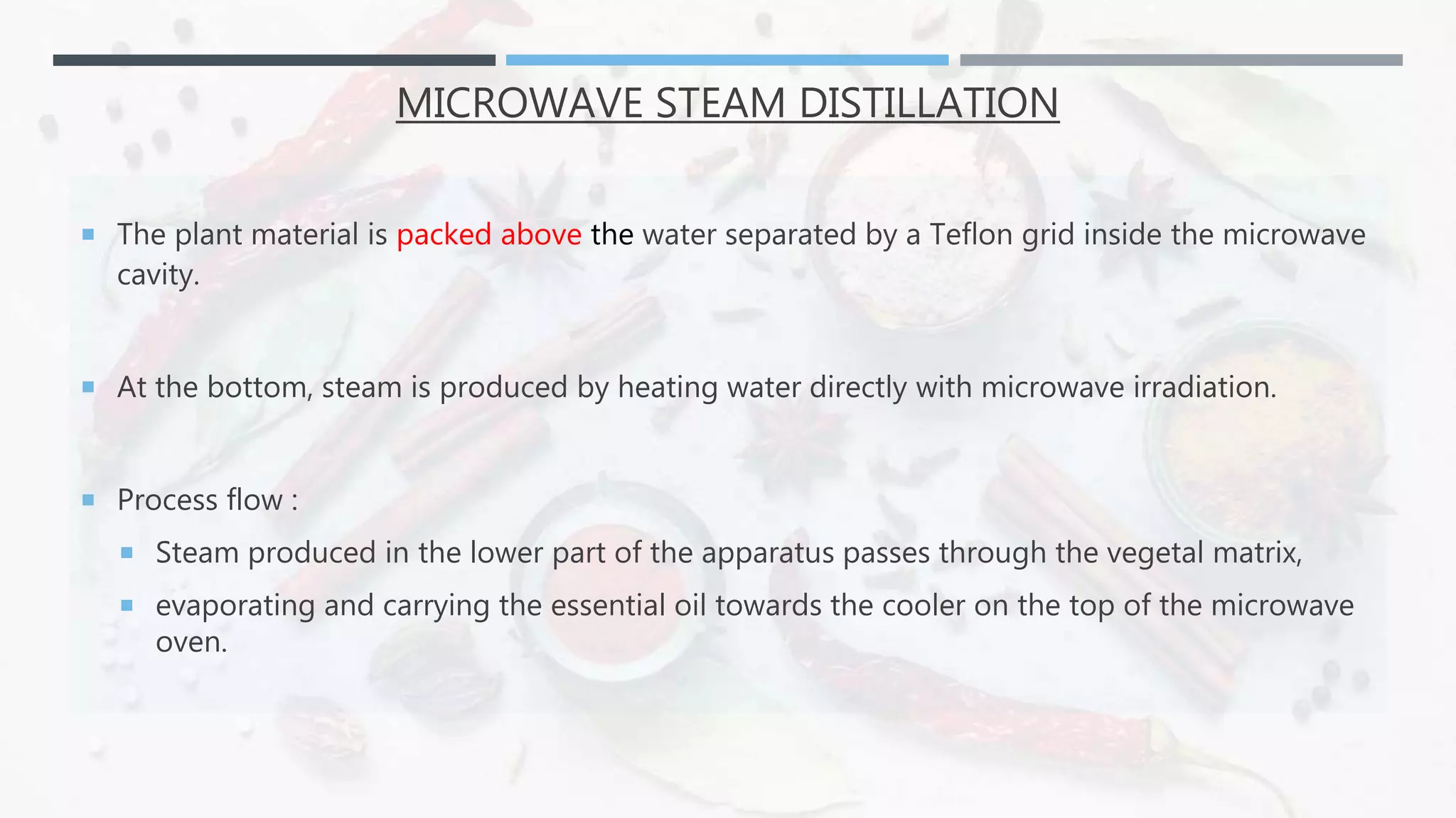 Microwave assisted extraction of spice oleoresins and oils | PPTX