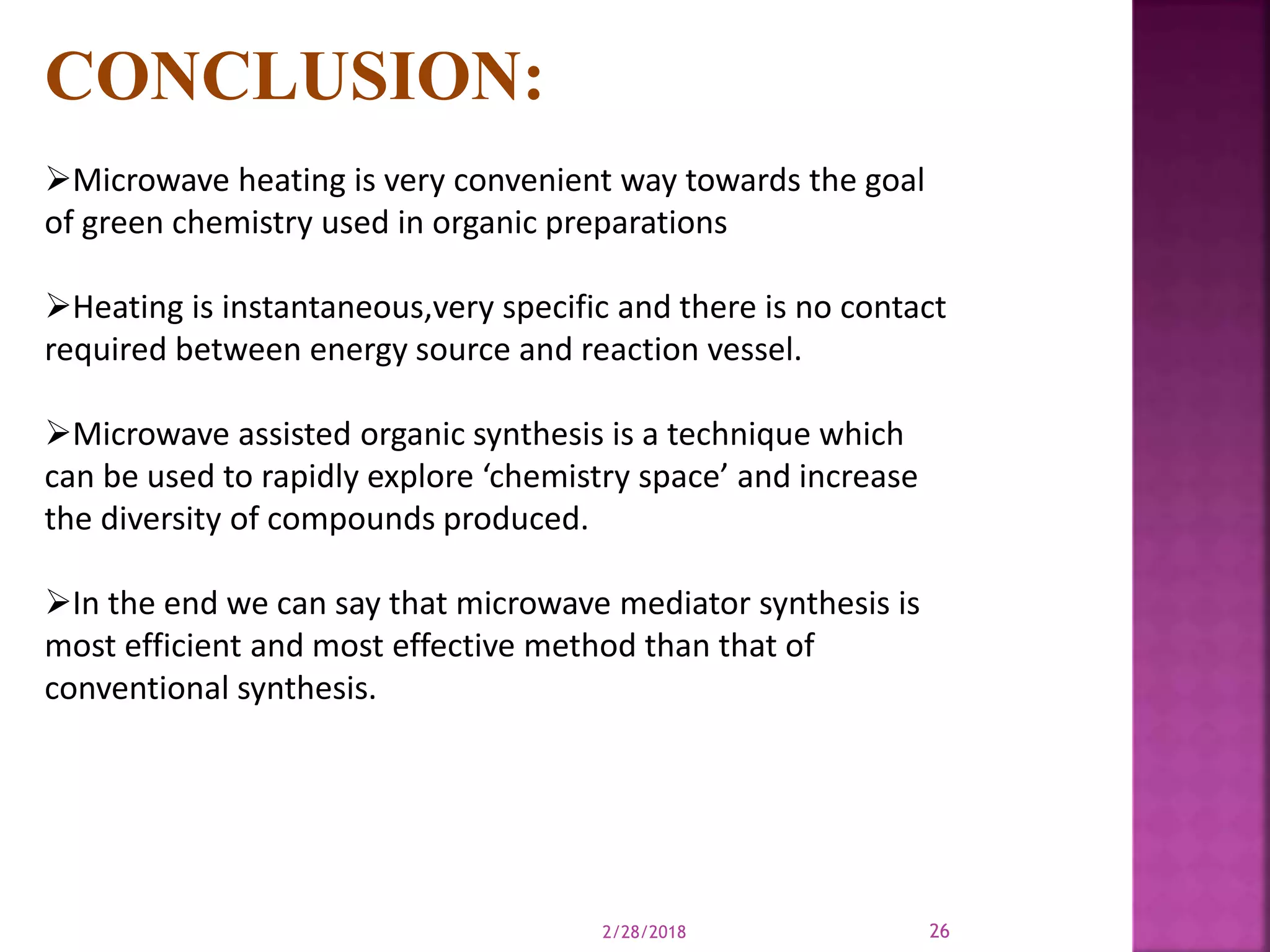 Microwave assisted organic synthesis | PPTX
