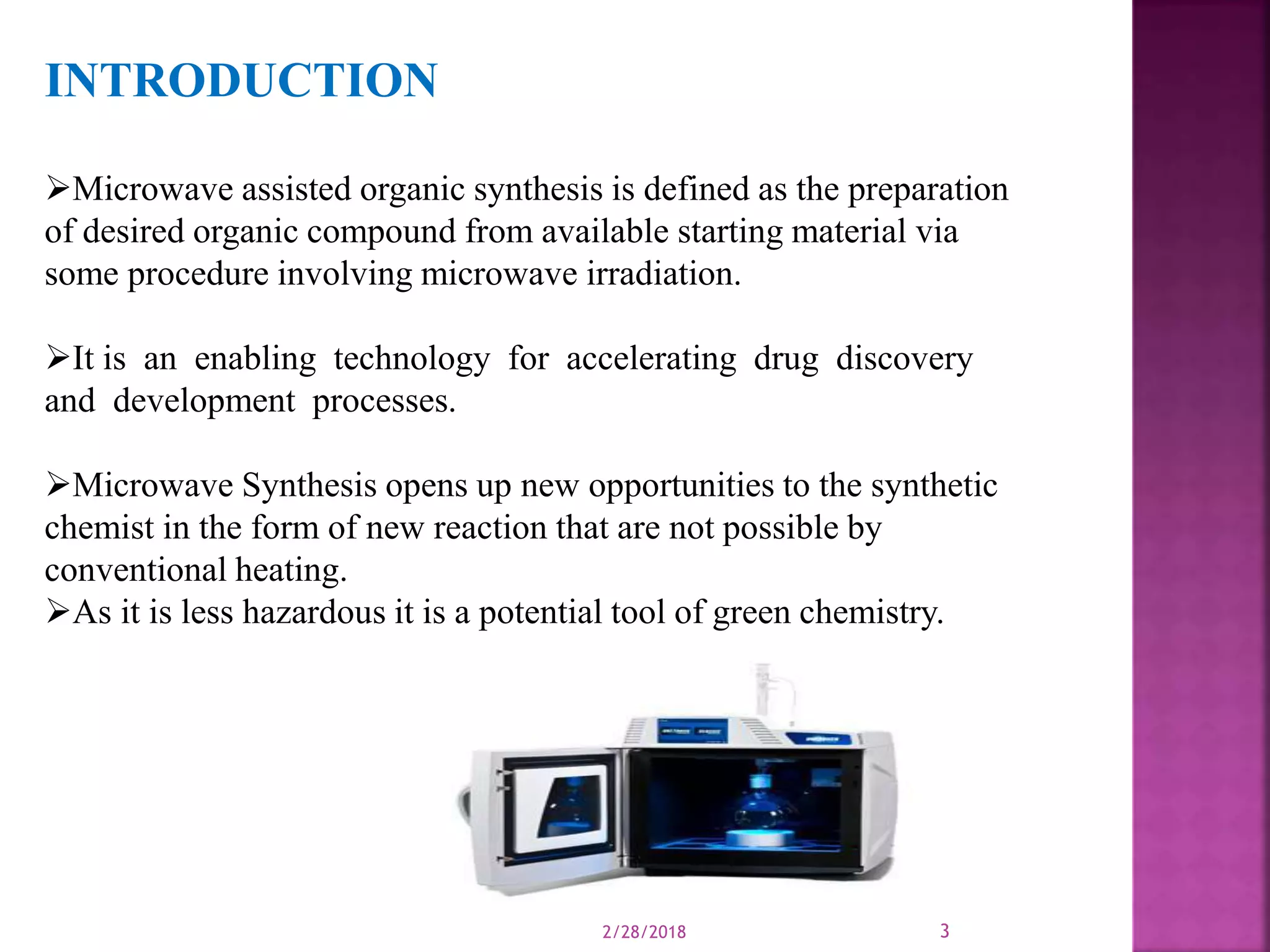 Microwave assisted organic synthesis | PPTX
