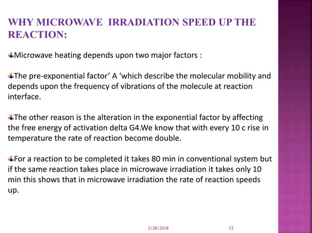 Microwave assisted organic synthesis | PPTX | Chemistry | Science
