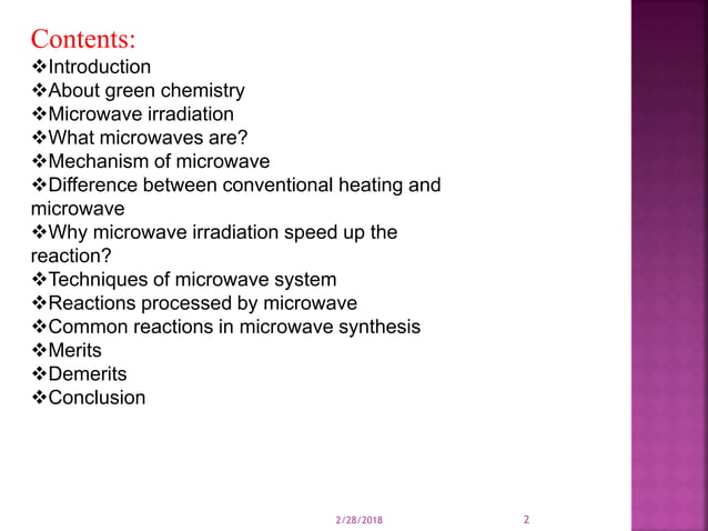 Microwave assisted organic synthesis | PPTX | Chemistry | Science