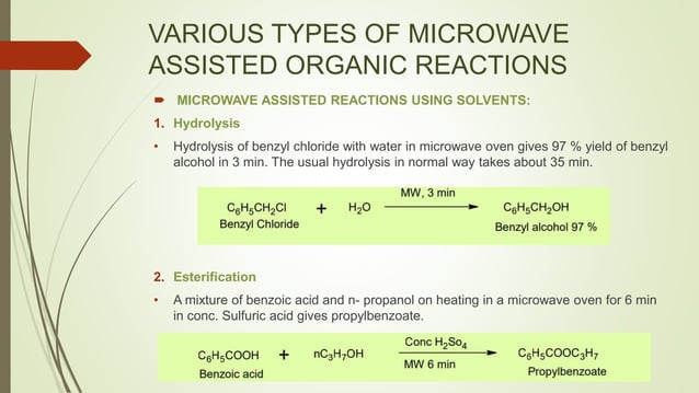 Microwave assisted reactions | PPTX | Chemistry | Science