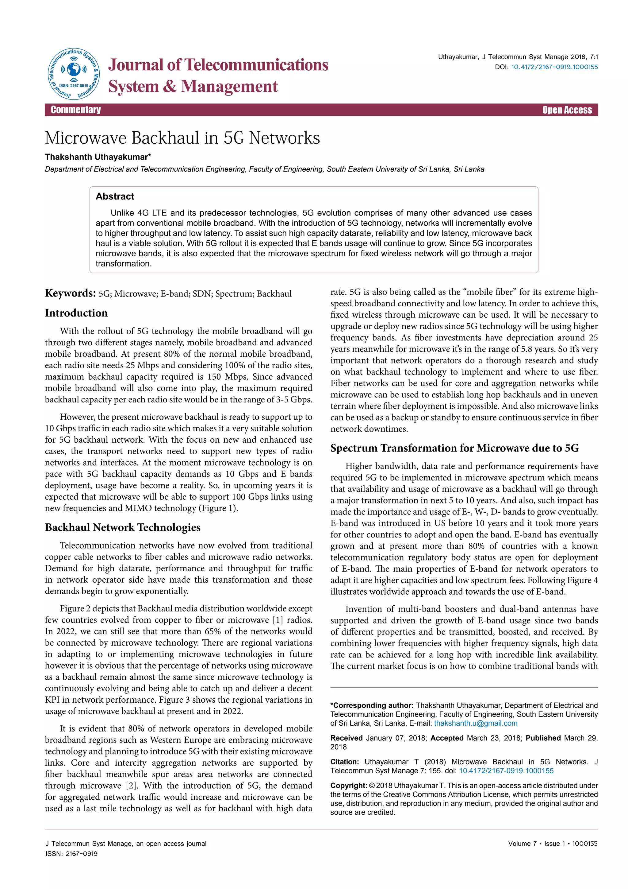 Microwave backhaul in 5G networks | PDF