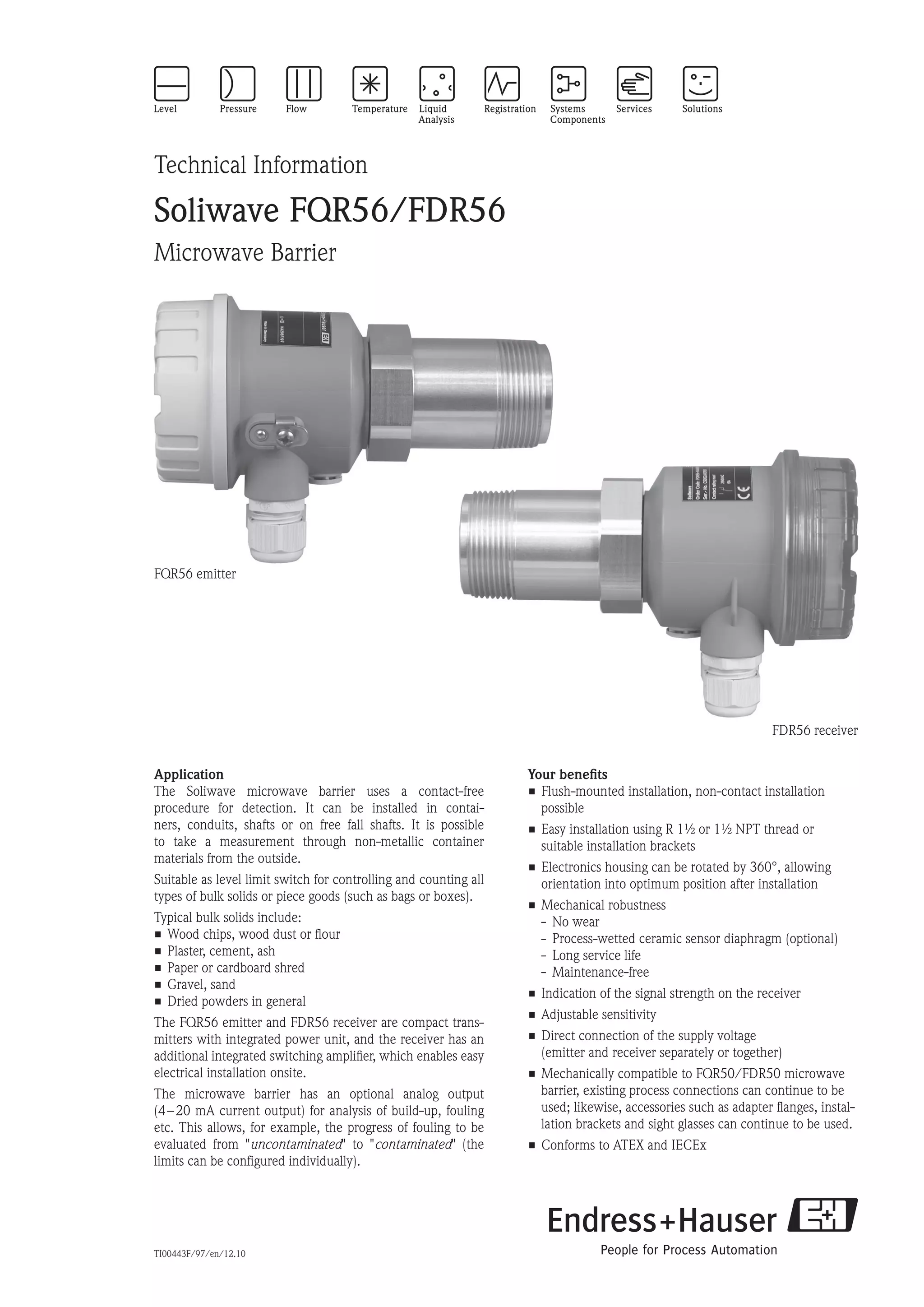 Microwave barrier- Soliwave FQR56/FDR56 | PDF