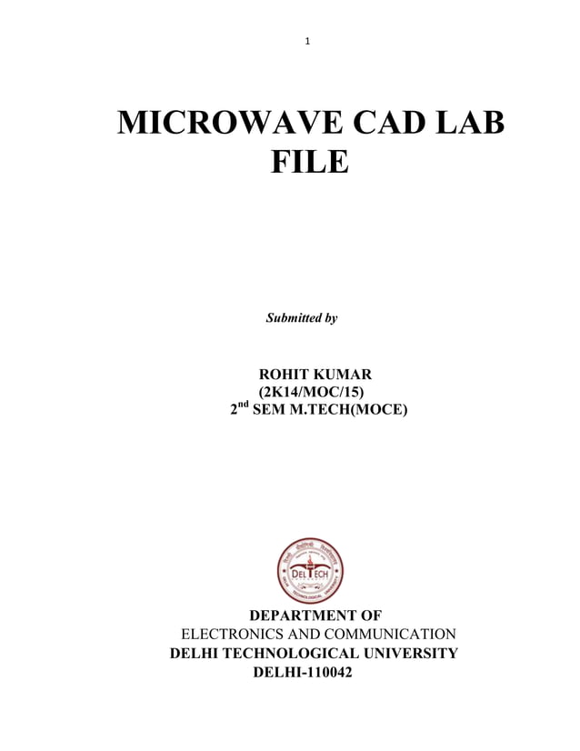 MICROWAVE CAD LAB MICROWAVE CAD LABratory | PDF