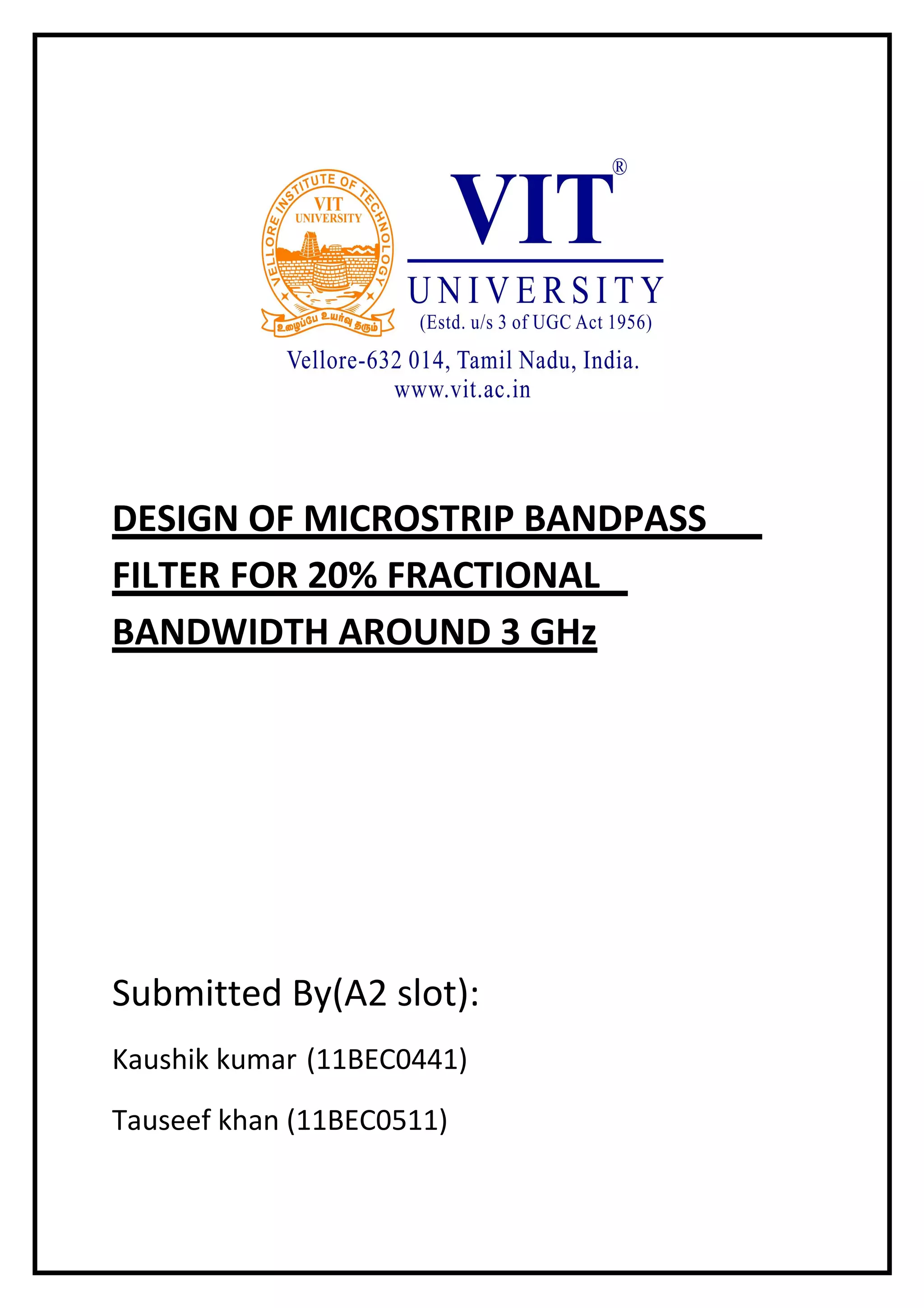 Design of a microstrip bandpass filter | DOC