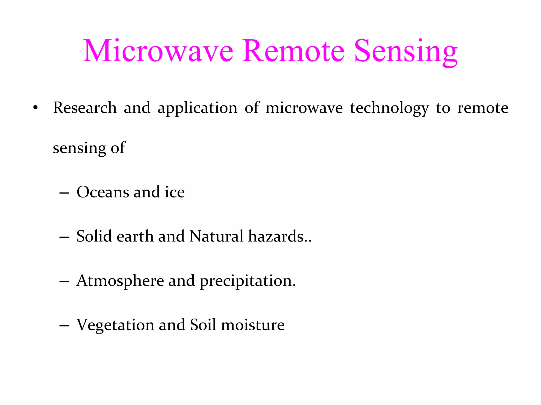 Microwave remote sensing | PPT