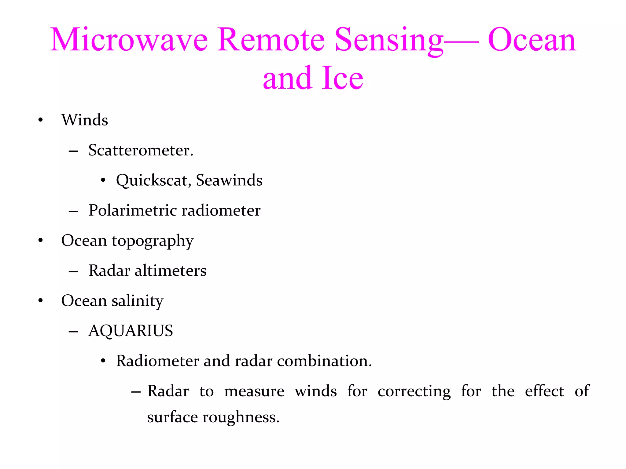 Microwave remote sensing | PPT