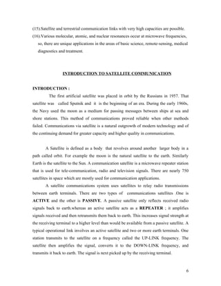 Introduction to Microwaves,Satellite commn,Radar systemsMicrowaves | DOC