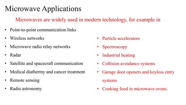 Microwaves and it's applications | PPTX | Physics | Science