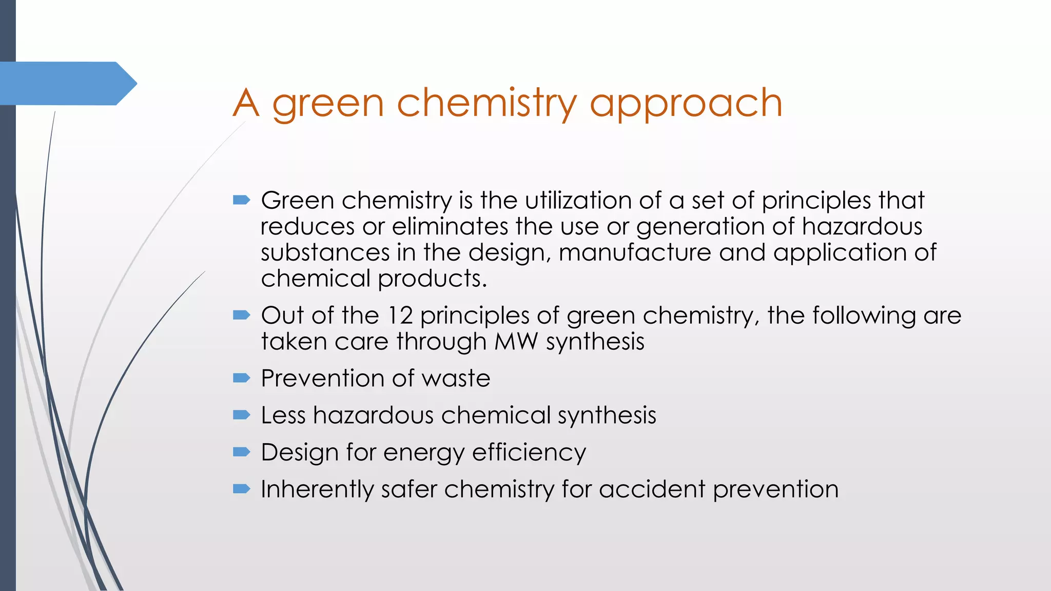 An approach to green chemistry via microwave radiation. applications of microwave synthesis ...