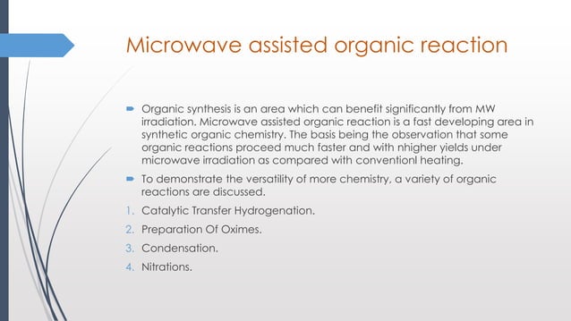 An approach to green chemistry via microwave radiation. applications of microwave synthesis ...