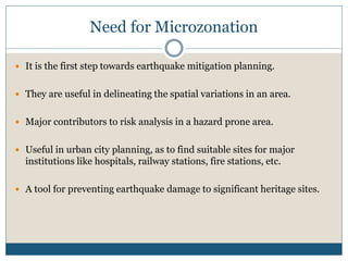Microzonation of seismic hazards and their application | PPTX