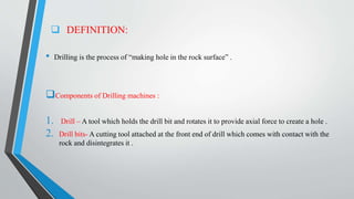 Rock Drilling and Types of Rock Drilling | PPTX