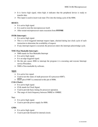 Microprocessor Unit 1 Notes, 8086 16 bit Microprocessor | PDF