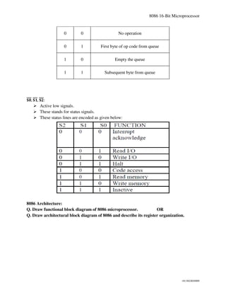 Microprocessor Unit 1 Notes, 8086 16 bit Microprocessor | PDF