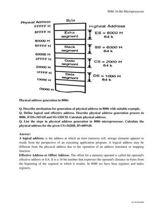 Diploma In Computer Technology Microprocessor Notes 8086 Microprocessor ...
