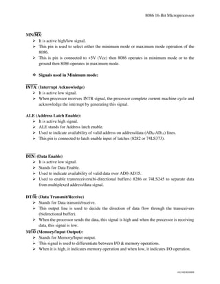 Diploma In Computer Technology Microprocessor Notes 8086 Microprocessor ...
