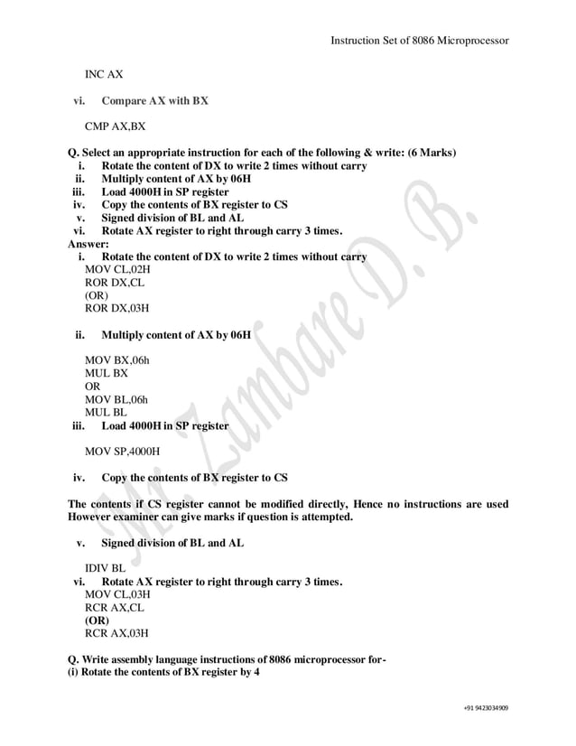 Instruction Sets in 8086 Microprocessors | PDF