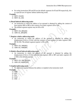 Instruction Sets in 8086 Microprocessors | PDF