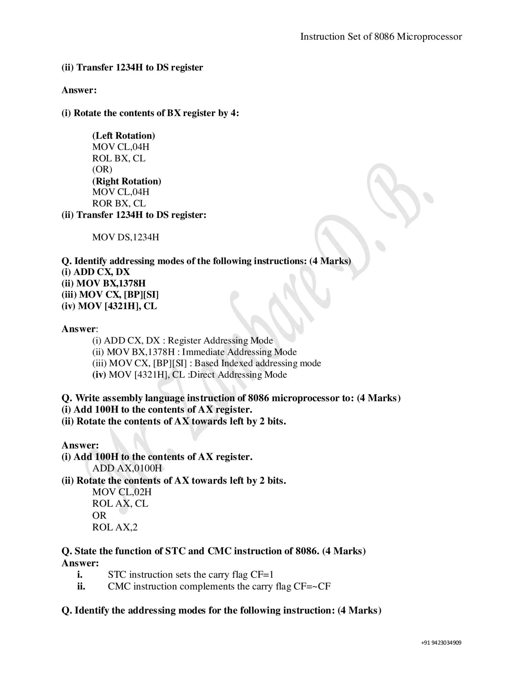 Microprocessor Unit 3 Notes for diploma students | PDF