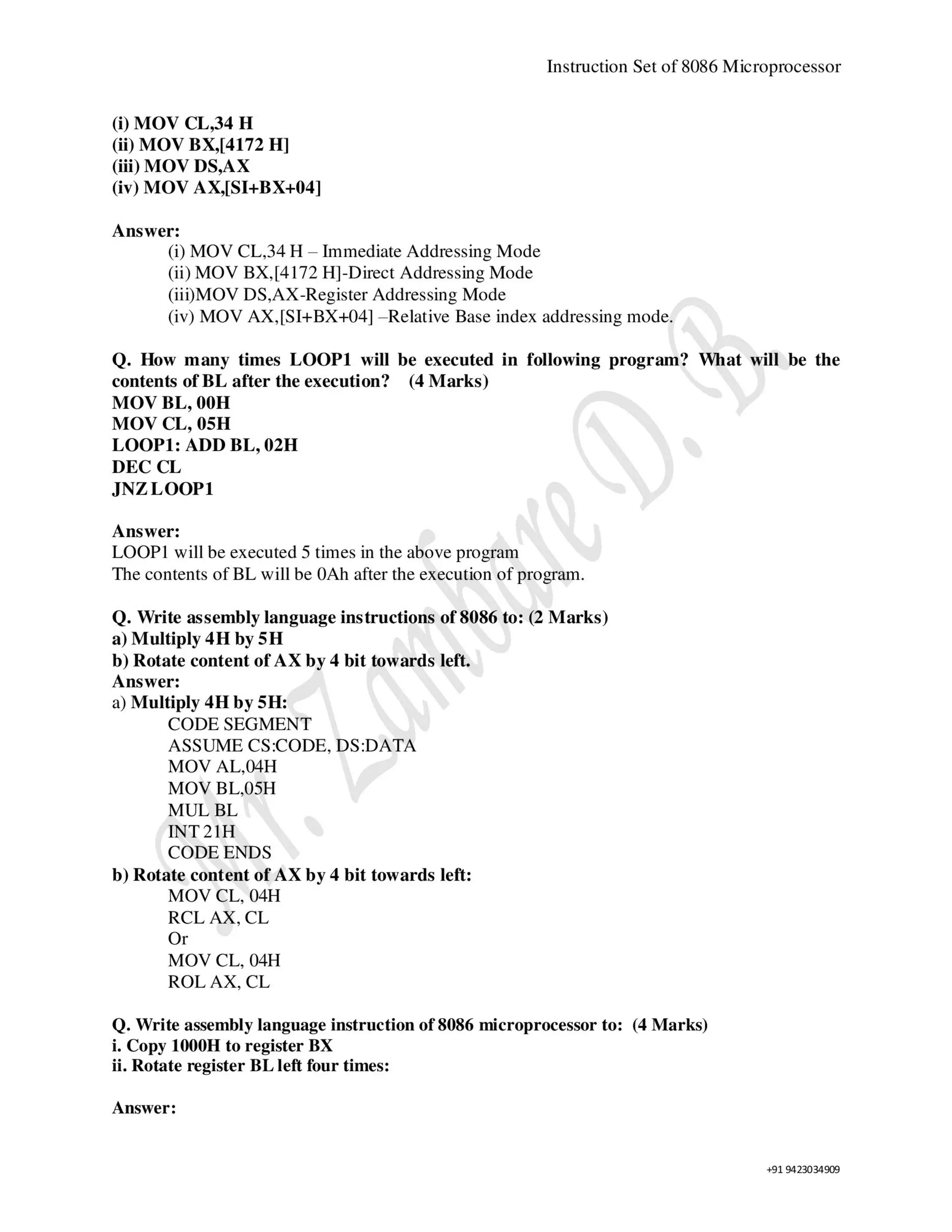 Microprocessor Unit 3 Notes for diploma students | PDF
