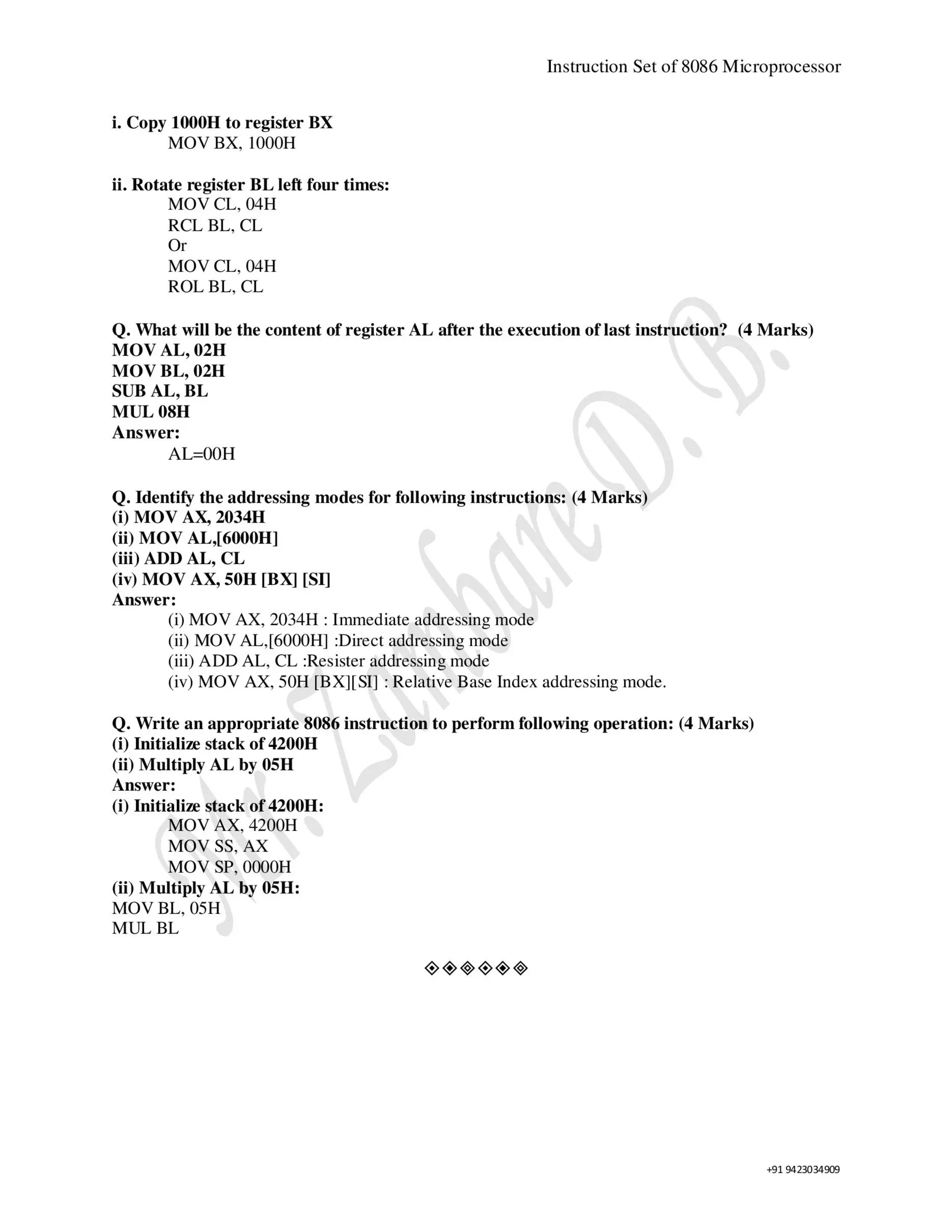 Microprocessor Unit 3 Notes for diploma students | PDF