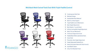 Mid back mesh swivel task chair with triple paddle control | PPTX