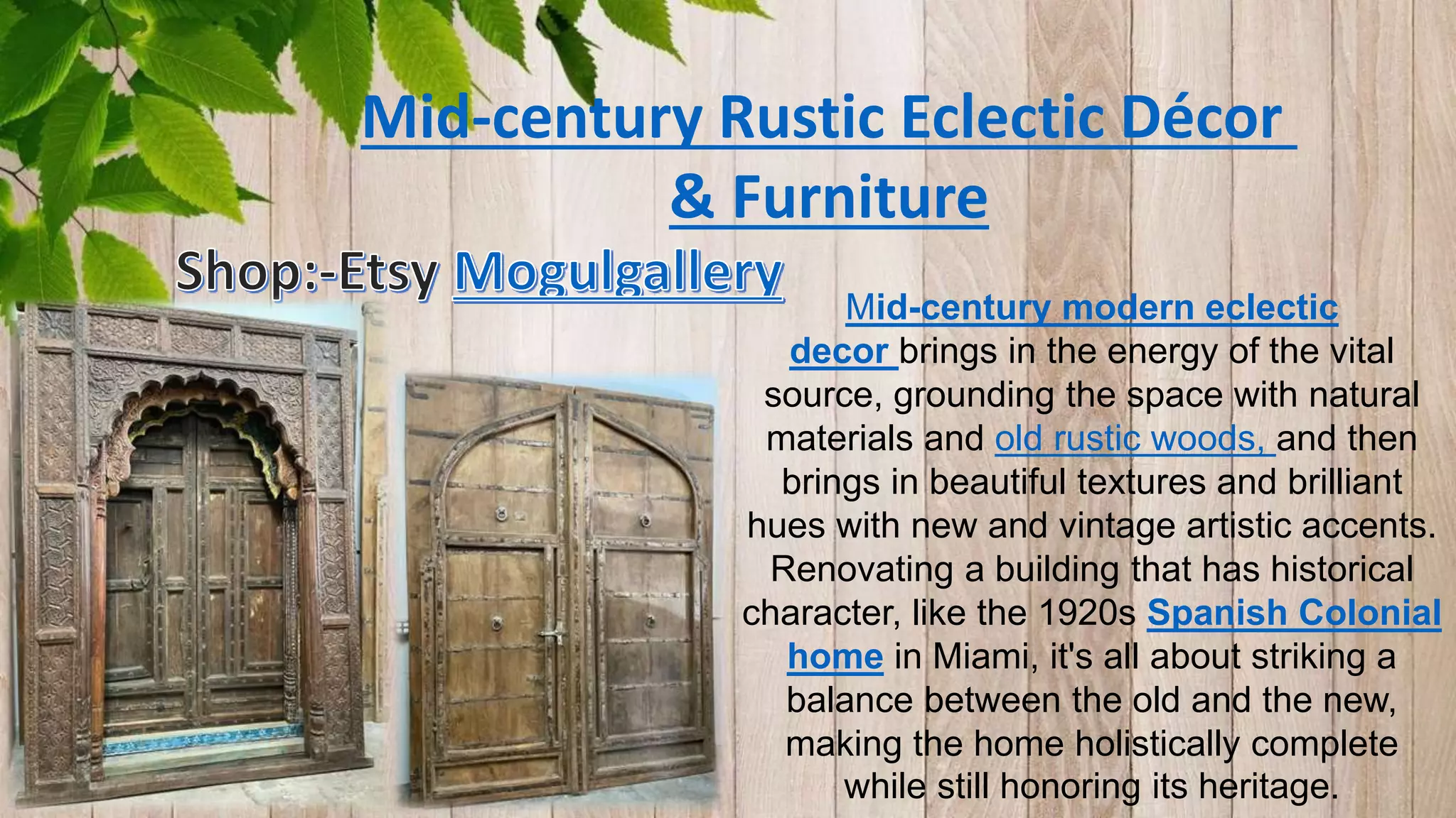 Mid-century Rustic Eclectic Décor | PPTX