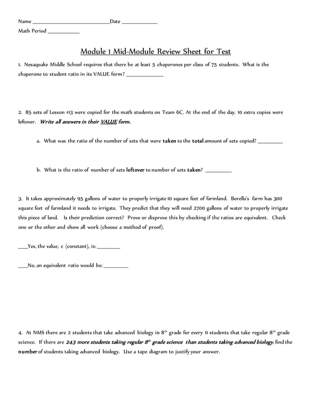 Mid module 1 test review | DOCX