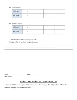 Mid module 1 test review | DOCX