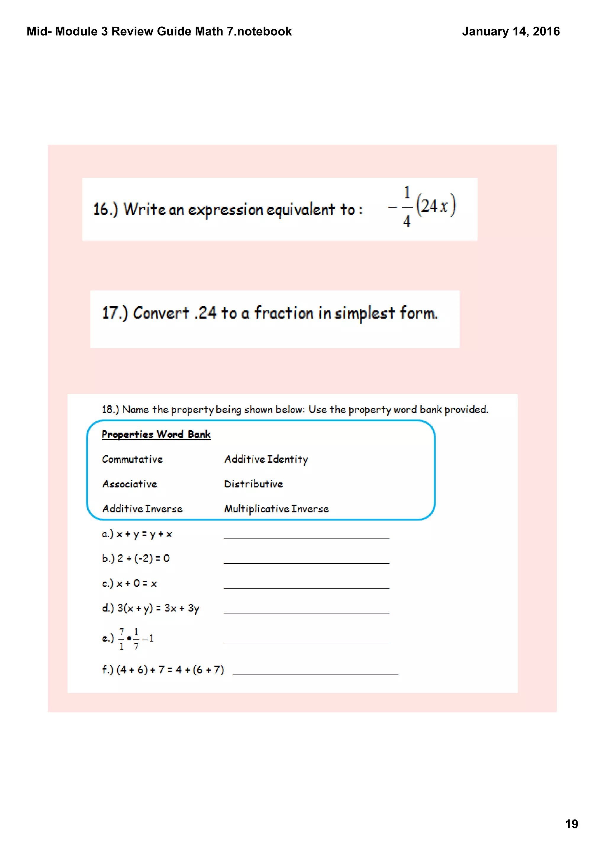 Mid module 3 review guide math 7 | PDF