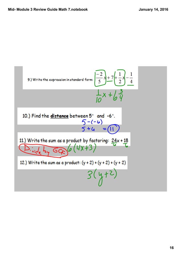 Mid module 3 review guide math 7 | PDF