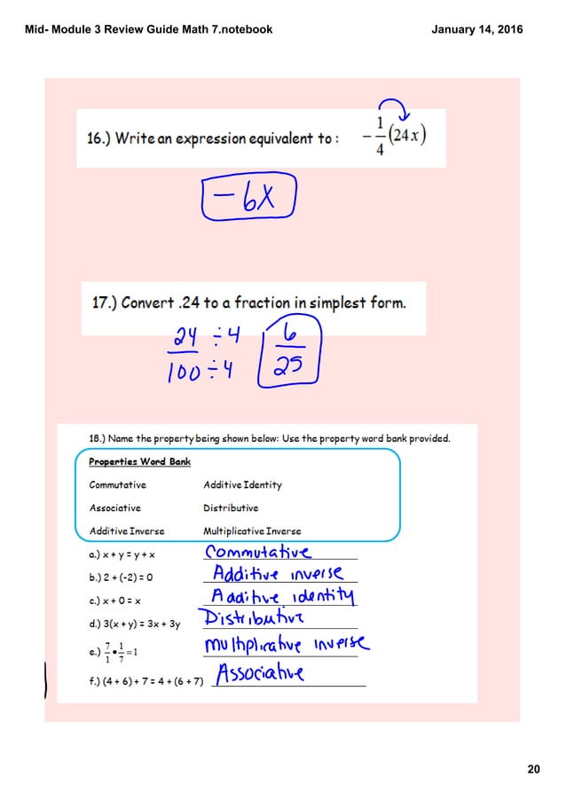Mid module 3 review guide math 7 | PDF