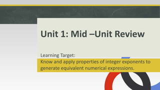 Mid Unit Review - Properties of Exponents | PPTX | Educational ...