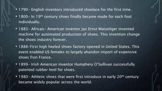 Presentation regarding History of Footwear | PPT
