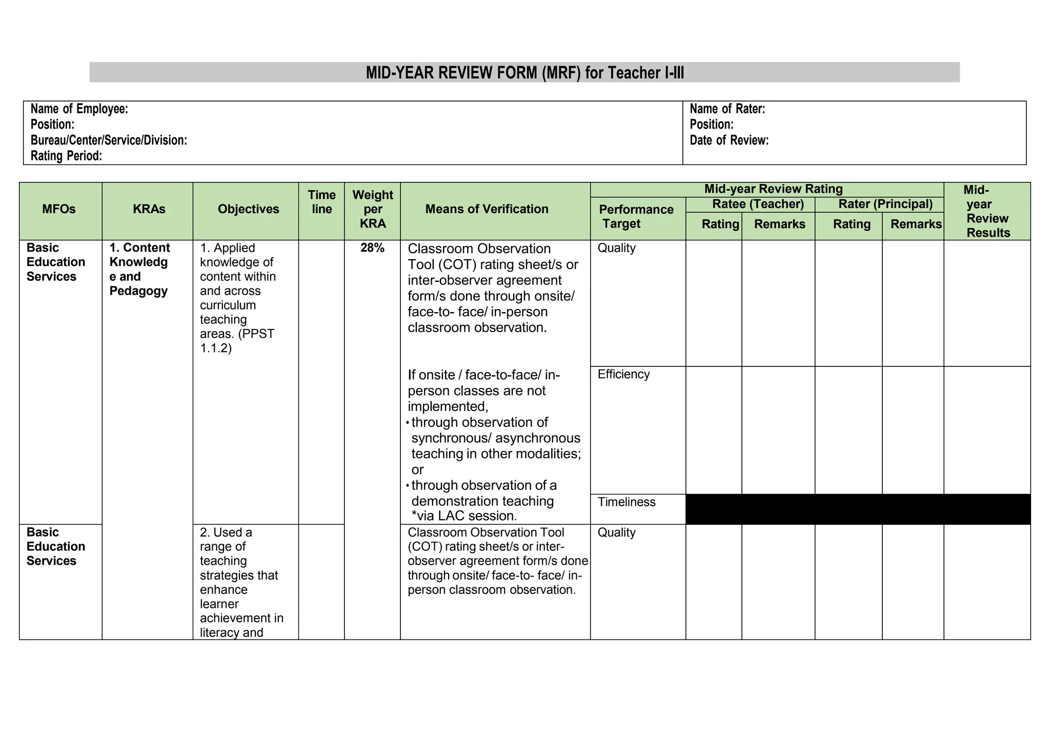 Mid year review form for S.Y. 2023 -2024 | DOCX