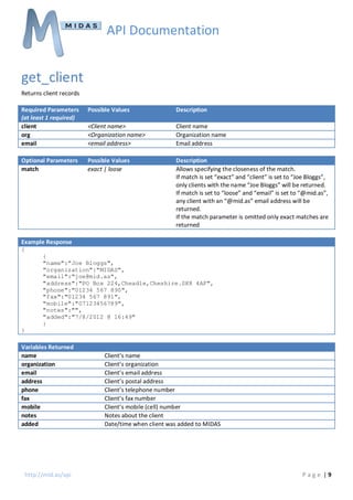 MIDAS Room & Resource Scheduling Software - API Documentation v1.02 | Web Development | Internet