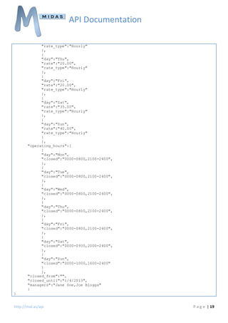 MIDAS Room & Resource Scheduling Software - API Documentation v1.02 | Web Development | Internet