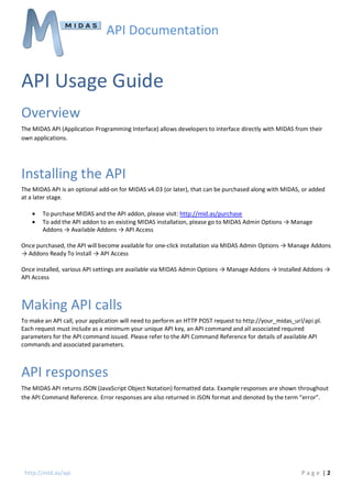 MIDAS Room & Resource Scheduling Software - API Documentation v1.02