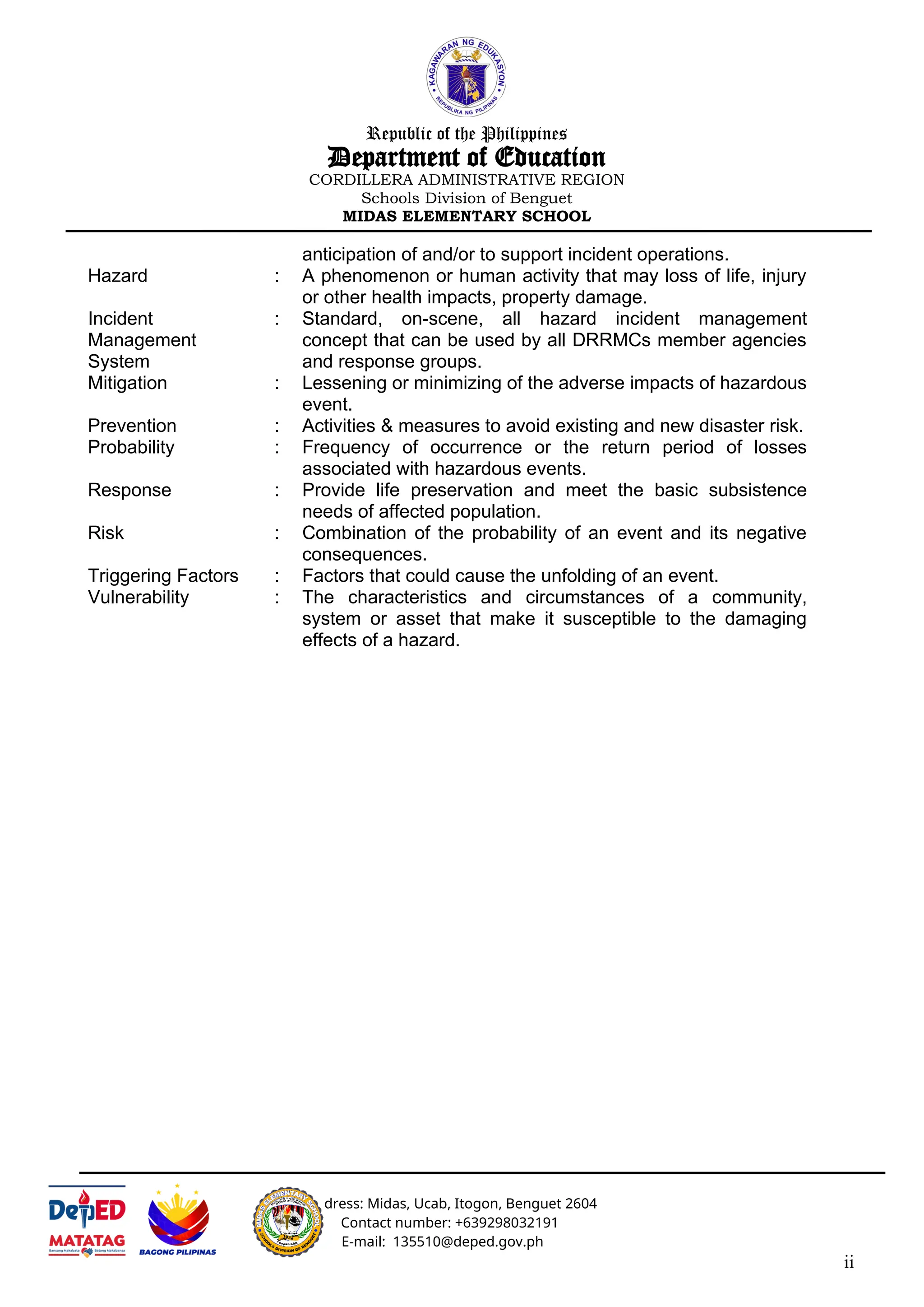 Midas ES COntingency Plan-Landslide as of May 2024.docx