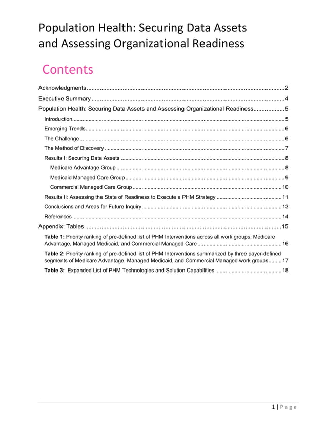 Midas+ Executive Insights: Population Health Management | PDF