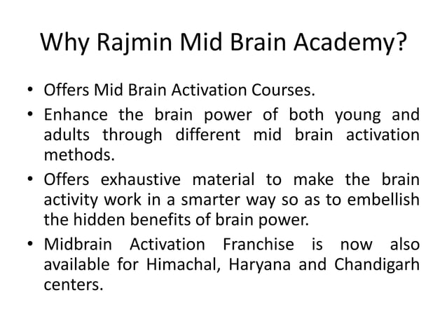 Midbrain Activation Academy in India | PPTX
