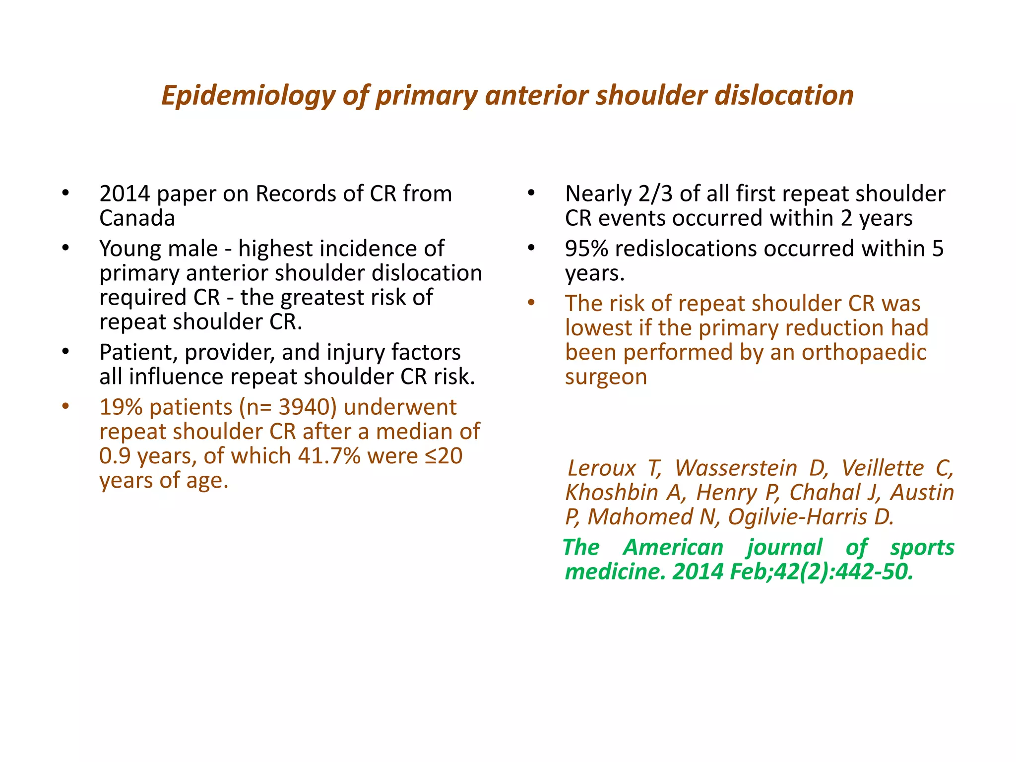 Management of Shoulder dislocations and shoulder instability in sports ...