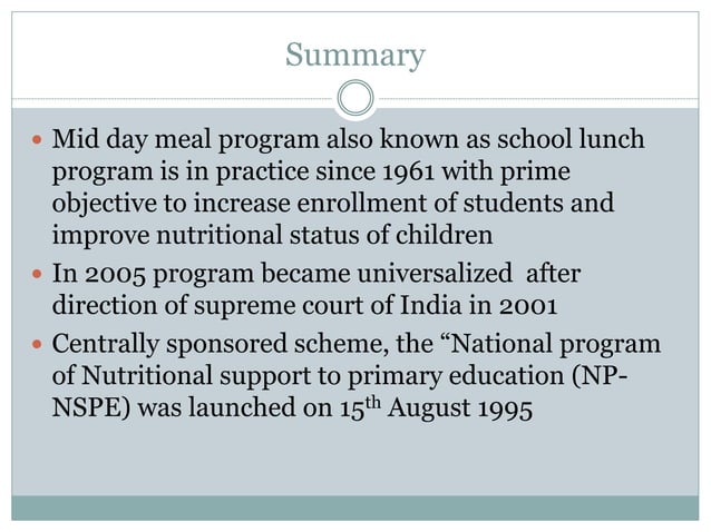 Mid day meal program | PPTX