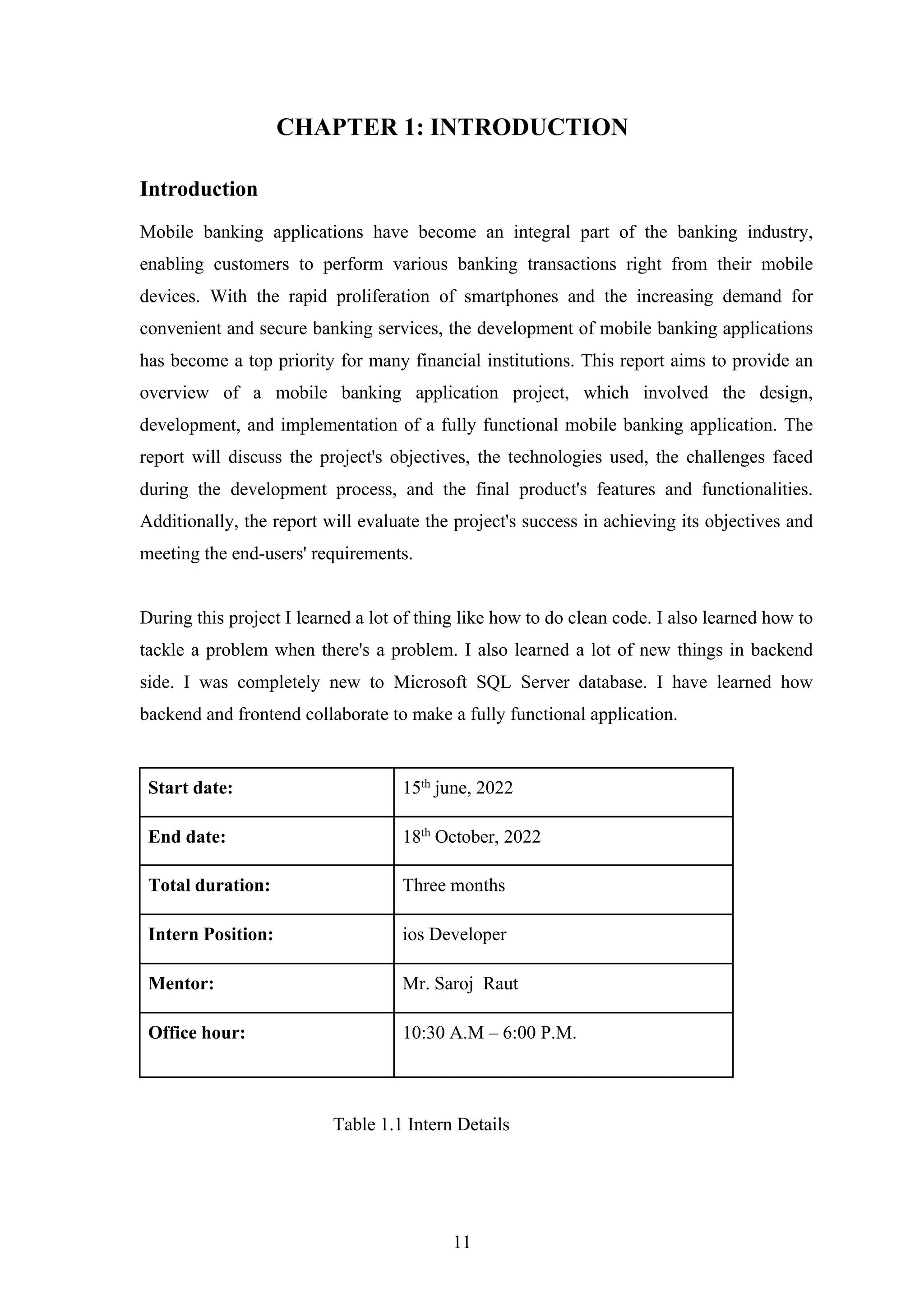 internship project report | PDF