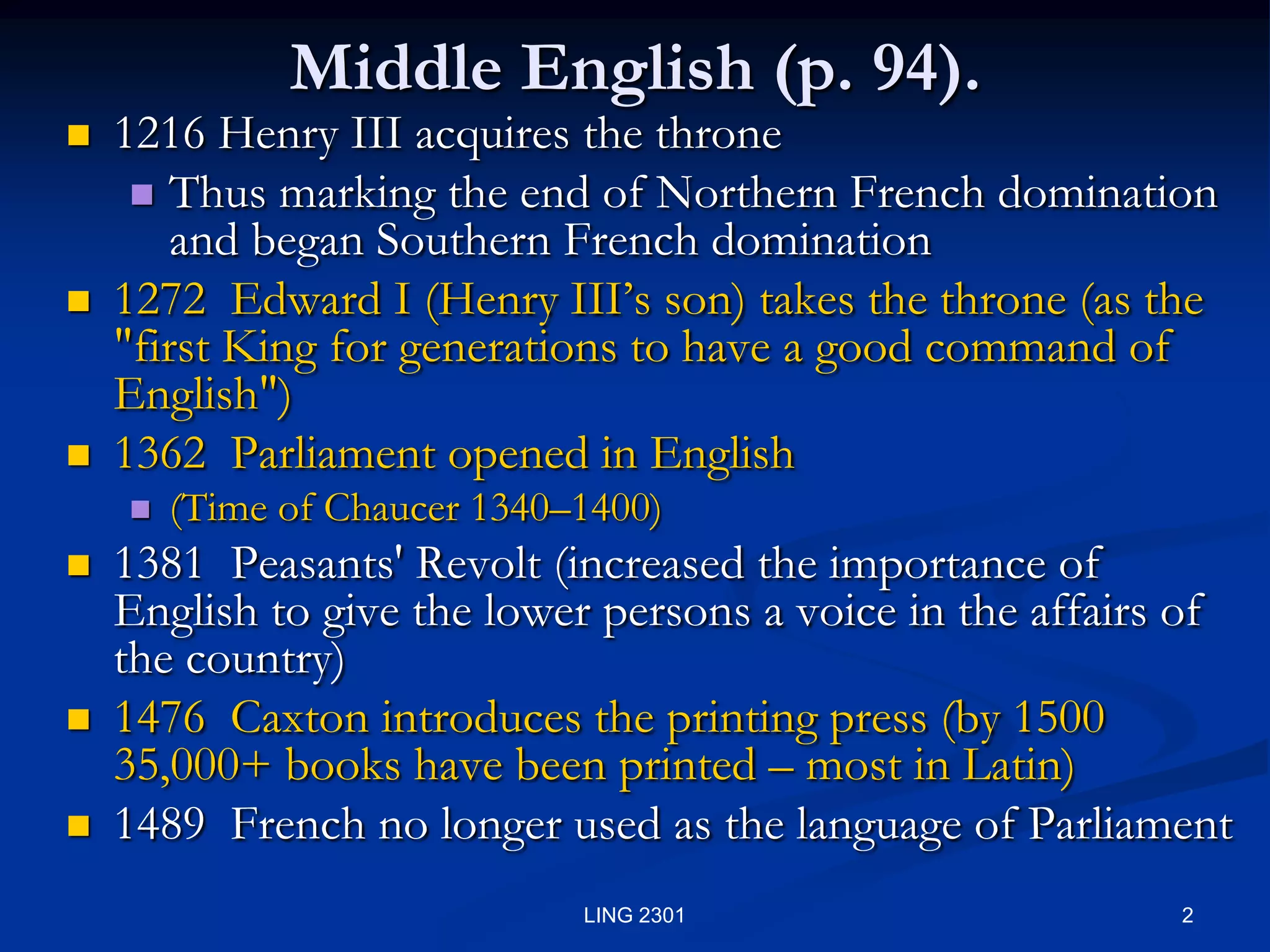 The Middel English | PPT