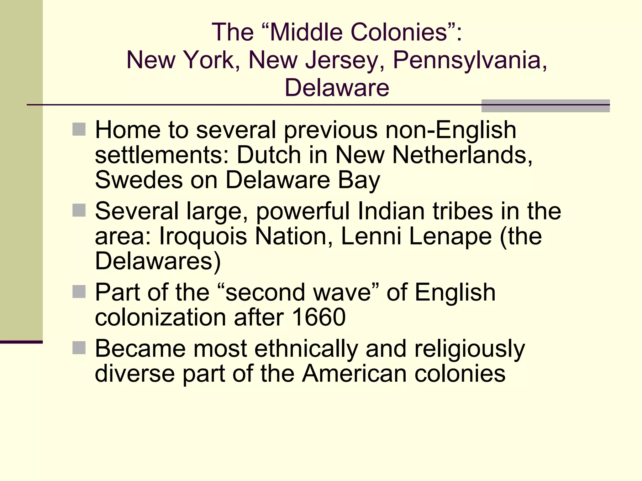 Middle colonies-founding | PPT