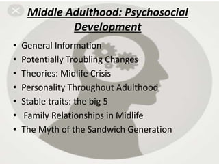 Middle adulthood | PPTX